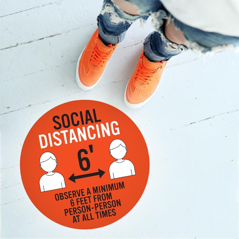 Observe A Minimum Of Six Feet Floor Decal | ExcelMark