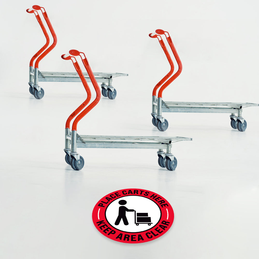 Place Carts Here Keep Area Clear Floor Decal | ExcelMark